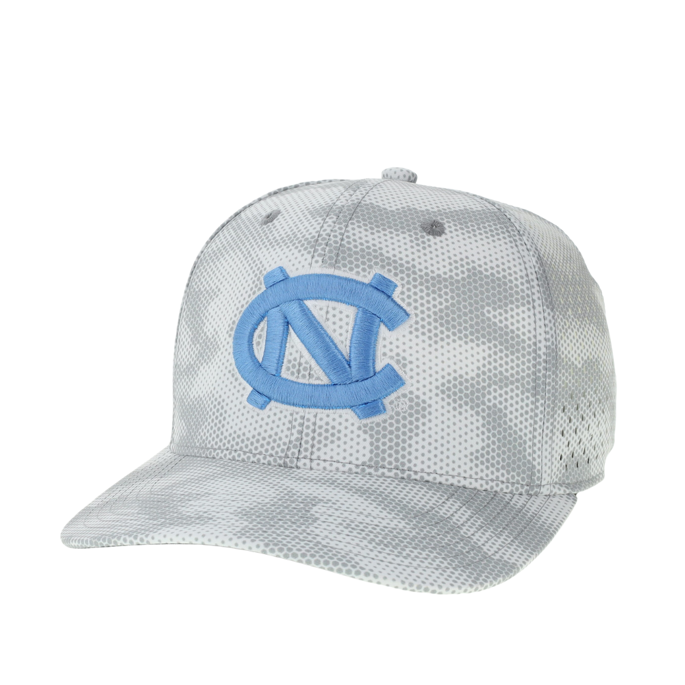 UNC Logo Mesh Snapback in Tonal Camo and Carolina Blue – Shrunken Head
