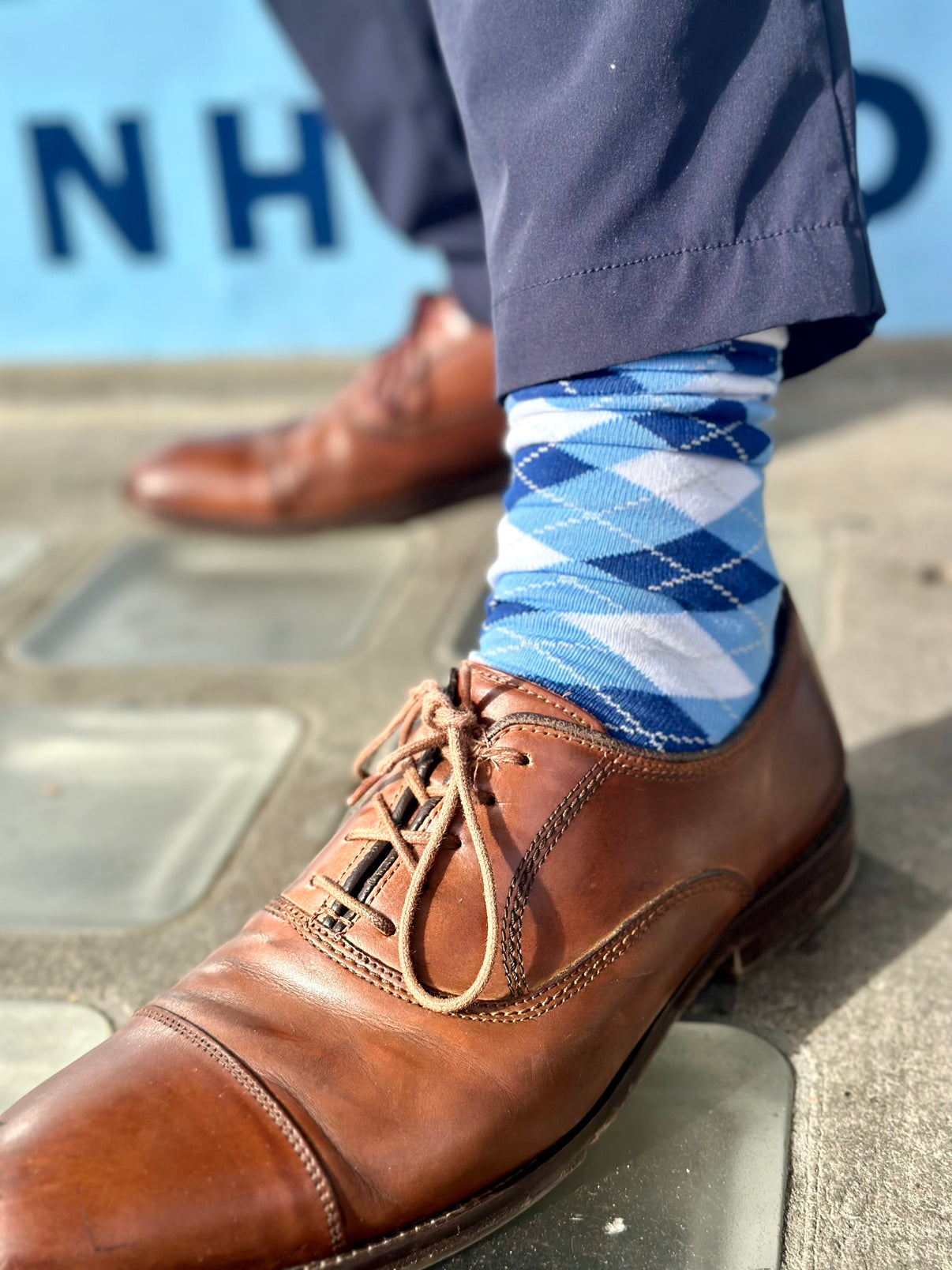 UNC Argyle Socks Adult One Size Carolina Blue and Navy – Shrunken Head