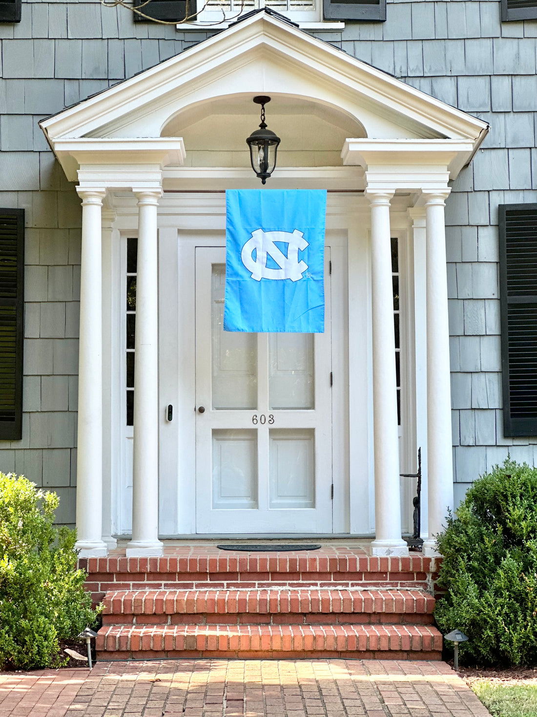 UNC Carolina Blue Applique Banner Flag – Shrunken Head