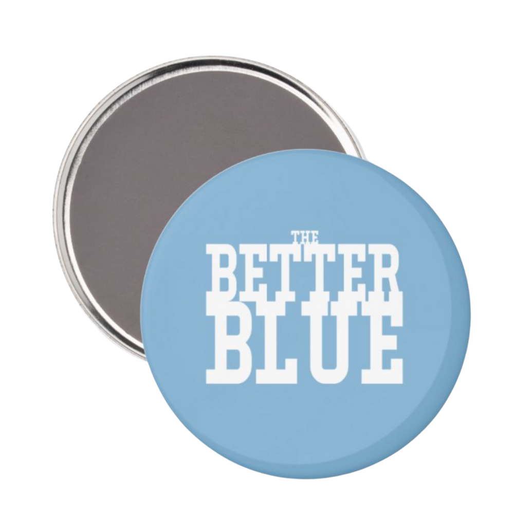The Better Blue Button Magnet 2.25" – Shrunken Head