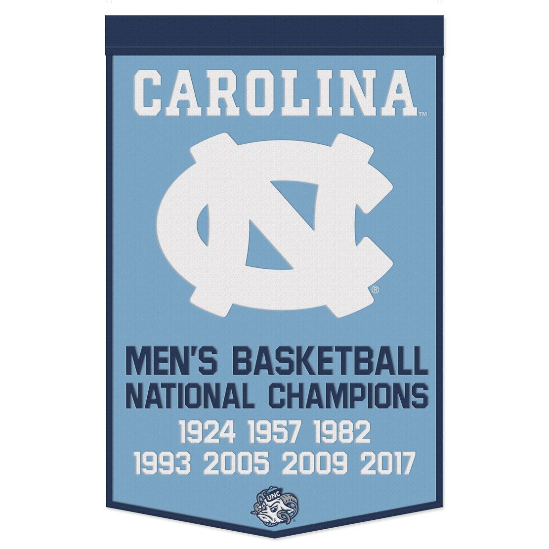 UNC Tar Heels Basketball National Champions Wool Banner – Shrunken Head