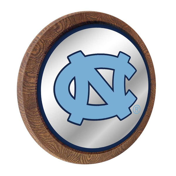 North Carolina Tar Heels: "Faux" Barrel Top Mirrored Wall Sign Navy Ed ...