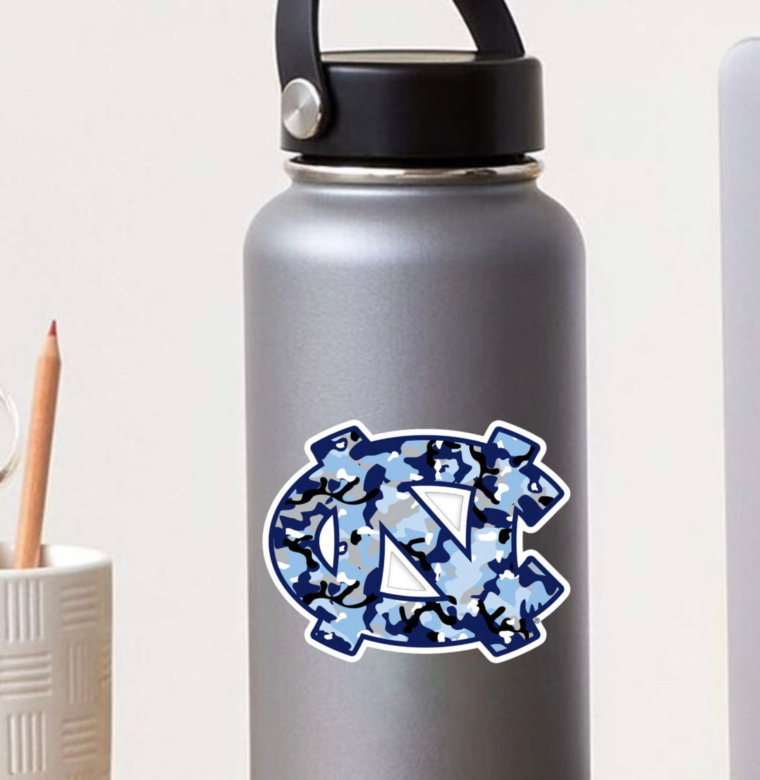 North Carolina Tar Heels Interlock Logo Decal - Carolina Blue Camo ...