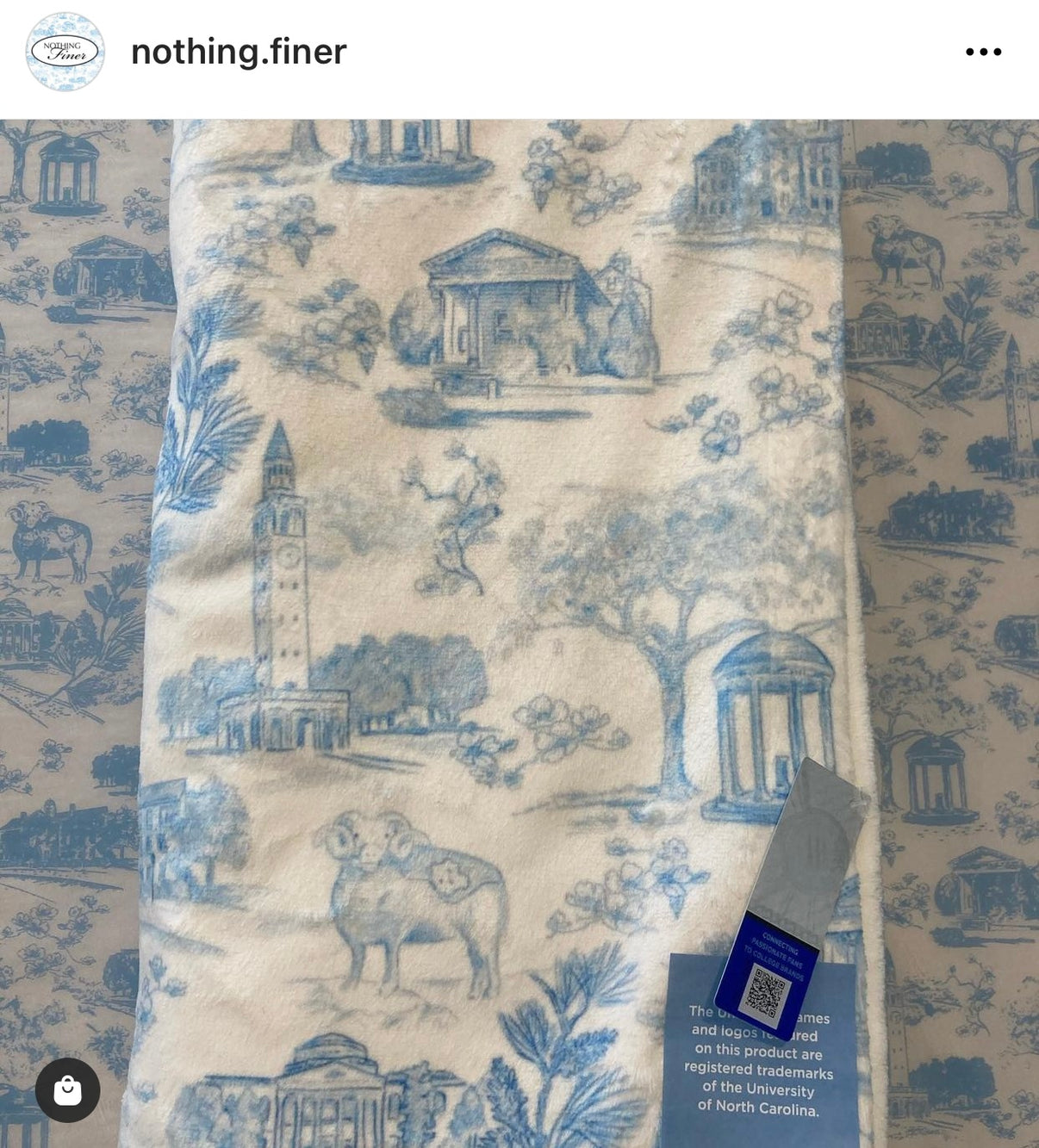UNC Tar Heel Toile Throw Blanket from Nothing Finer – Shrunken Head